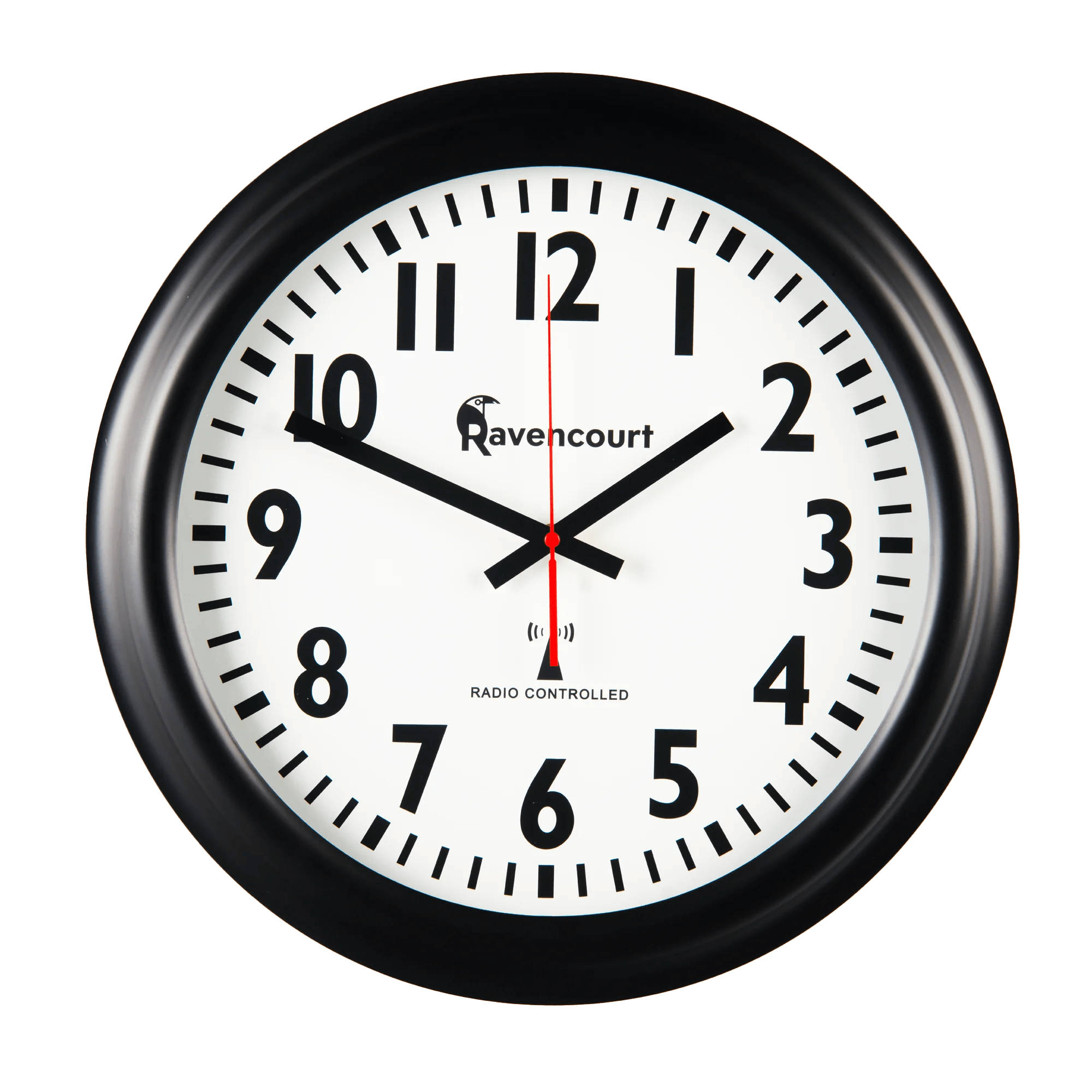 Ravencourt Large Radio Controlled Wall clock 46cm/18" - Black - Story ...